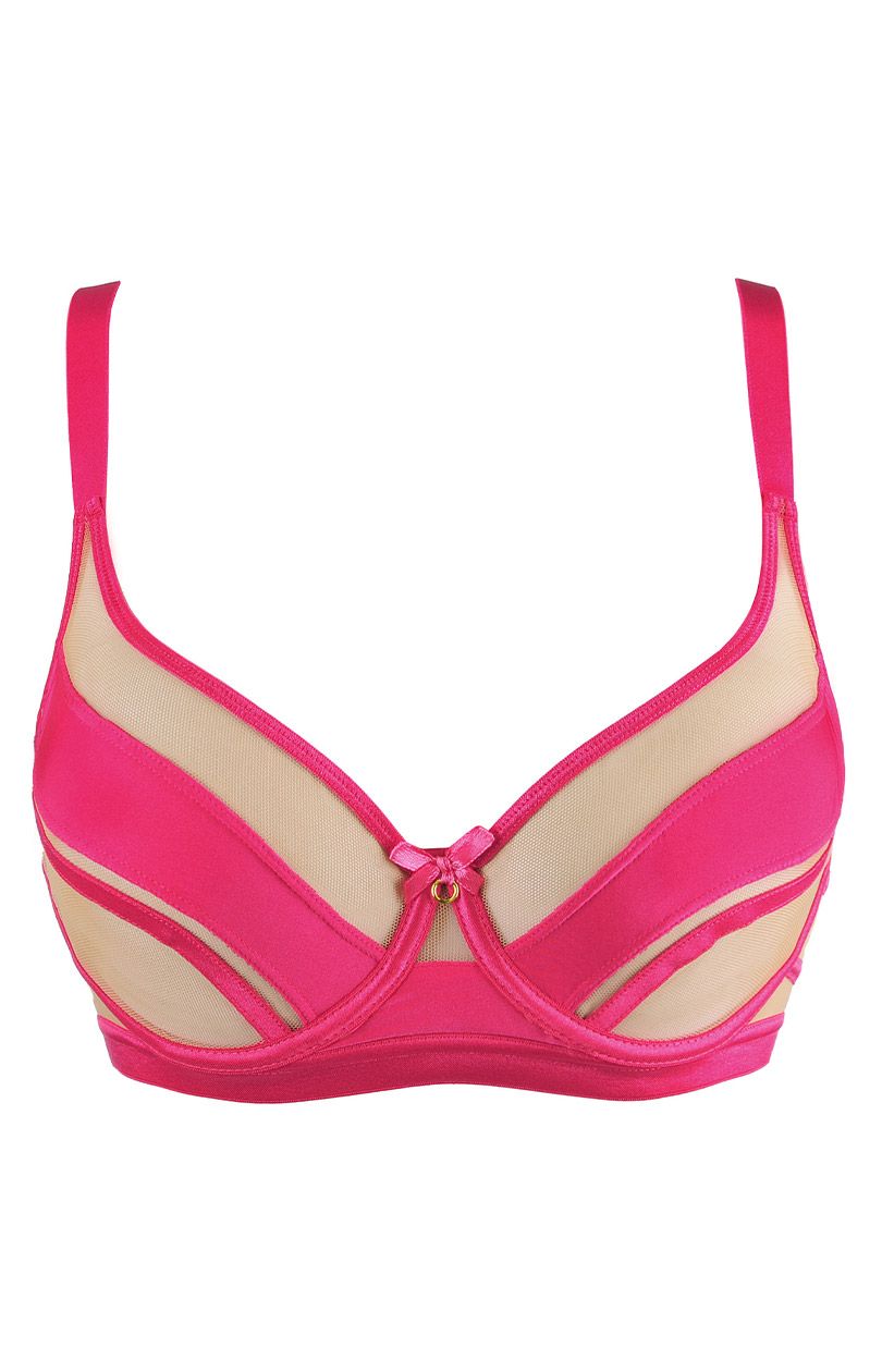 Miękki biustonosz soft z paskami V-11051 | różowo-beżowy | Intymna.pl