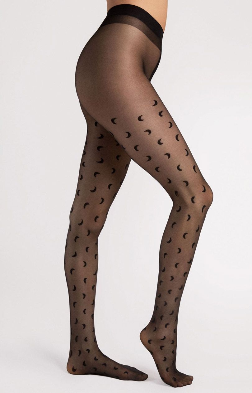 Rajstopy damskie czarne we wzory Half Moon 20 DEN | czarny | Intymna.pl