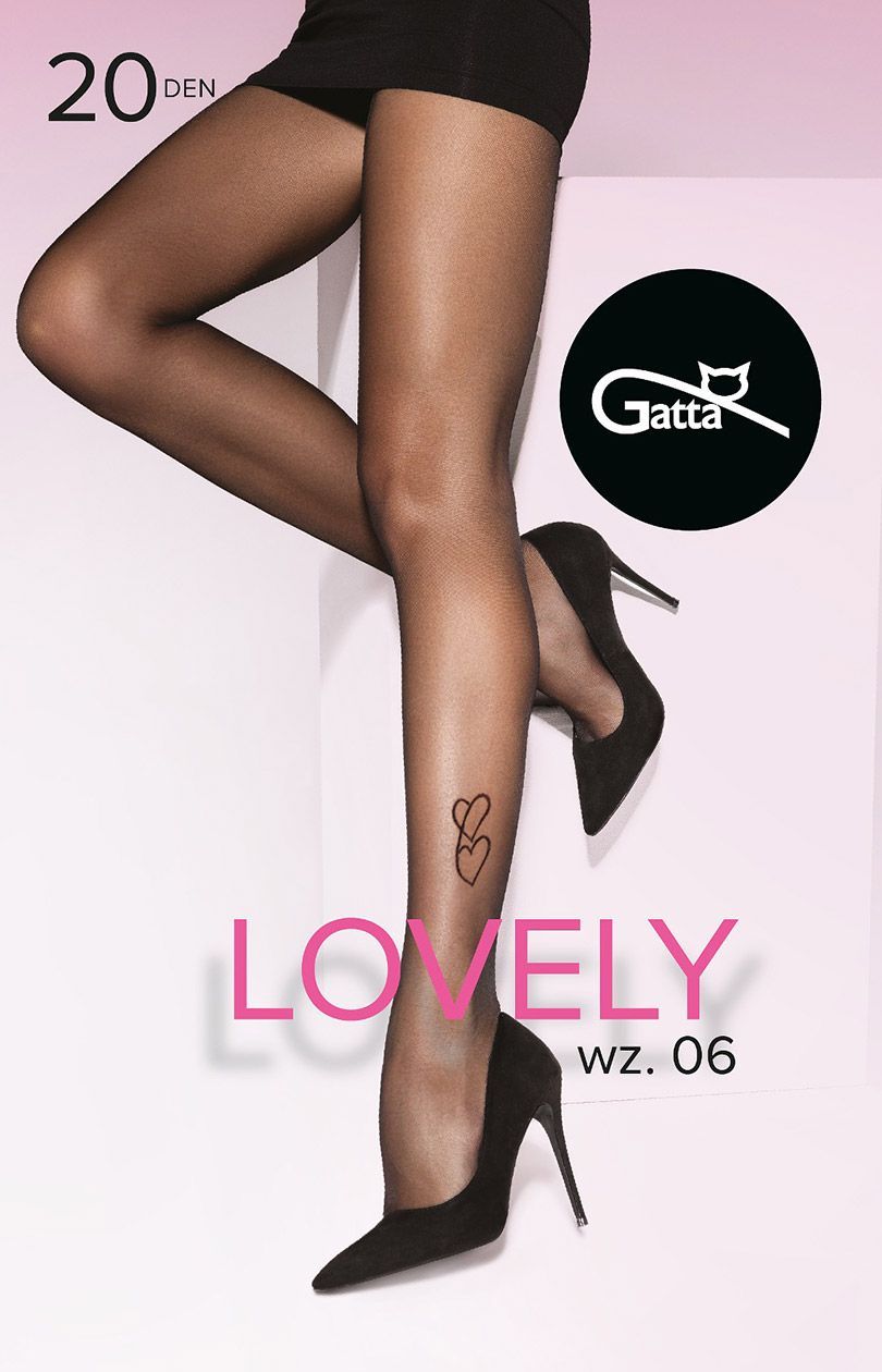 Gatta czarne rajstopy z serduszkiem 20 DEN Lovely wz.06 | Intymna.pl