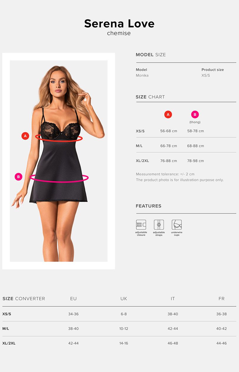 Obsessive czarna koszulka i stringi Serena love | czarny | Intymna.pl