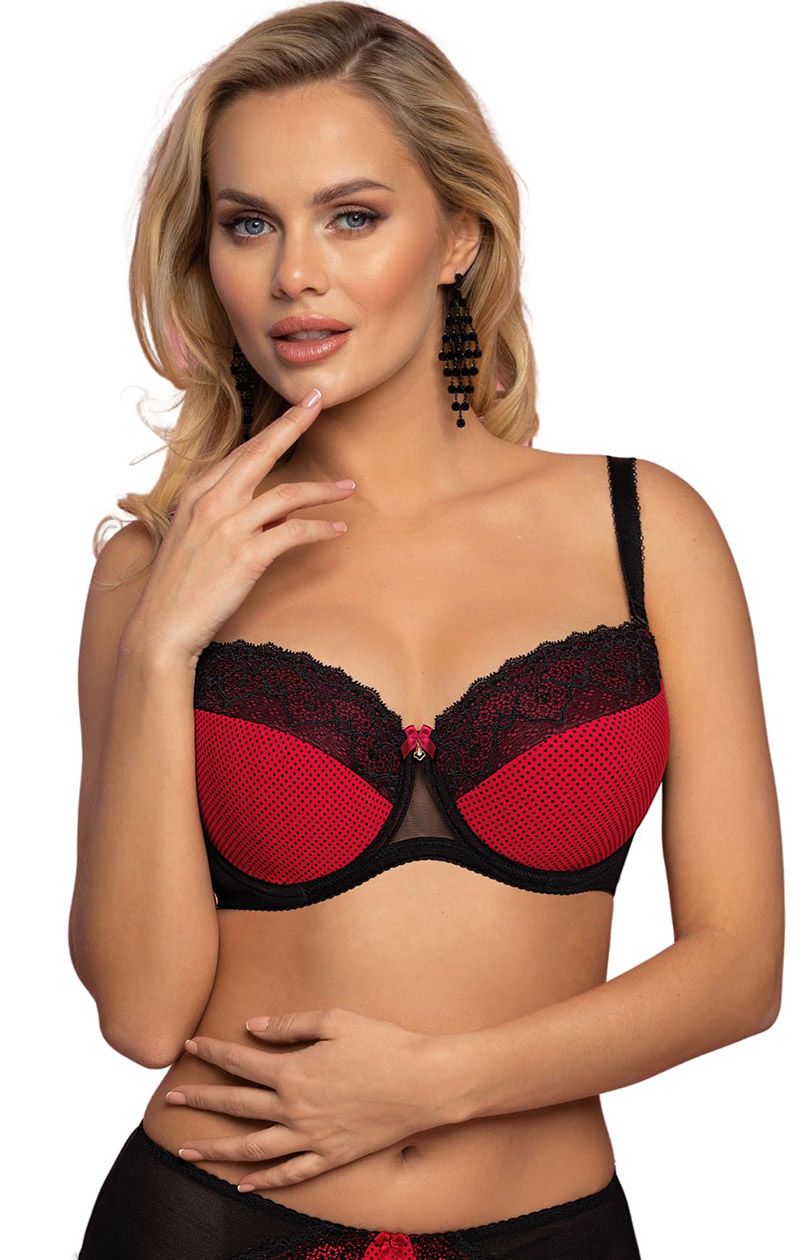 Biustonosz usztywniany typu full cup VB-446 | czerwony | Intymna.pl